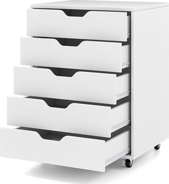 Giantex Aktenschrank auf Rollen, Rollcontainer mit Schubladen, mobiler Druckerständer für Home-Office & Büro, für Ordner, Dokumente, Papiere (Weiß, 49 x 40 x 