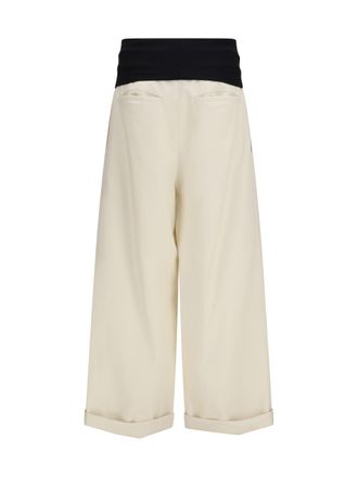 Darkpark Womens Wendy Wide-Leg Pants White-Black Cotton White/black Trousers