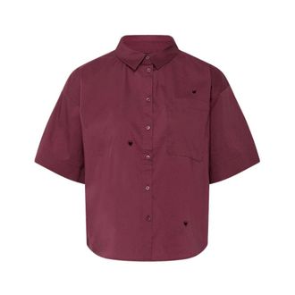 Ichi Ichi, Femme, Blouses et Chemises, Rouge, Taille: 40 FR Chemise oversize bordeaux d&eacute;tail coeurs