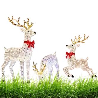Generic Light Up Reindeer - 3 Piece LED Outdoor Elk Set, Waterproof LED Reindeer Christmas Lights | Realistic Illuminated Elk Deer Decor for Indoor, Lawn, Gar