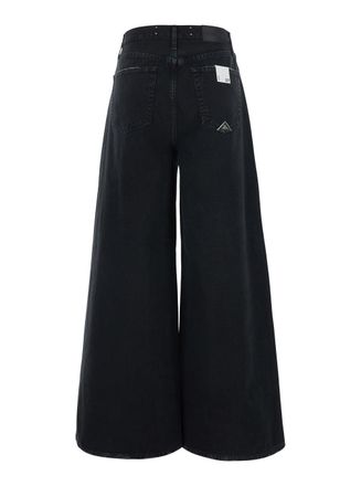 Roy Rogers Wide-Leg Cotton Denim Jeans - Black
