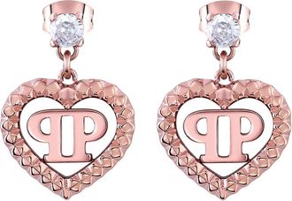 Philipp Plein Ohrringe - Ohrringe Plein Rocked Heart - Gr. unisize - in Rosa - f&uuml;r Damen