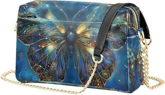 Mnsruu Sacs à bandoulière pour femme, sac à main vintage en cuir avec papillon brillant