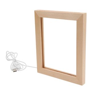 Cabilock LED Beleuchteter Holz Bilderrahmen 170X130mm USB 3D Licht Fotorahmen mit Warmwei&szlig;em LED Nachtlicht Nat&uuml;rlicher Geruchsneutraler Fotohalter f&uuml;r Zuhause