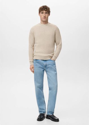 Mango Feinstrickpullover aus Baumwolle mit Rippmuster beige - Herren - XXL - MANGO MAN