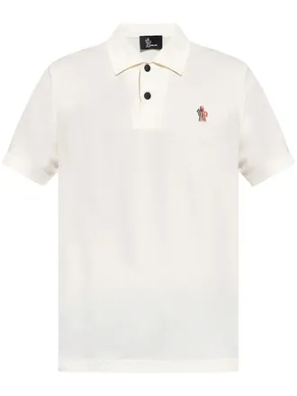 Moncler polo &agrave; patch logo - Tons neutres