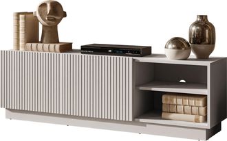 Mirjan24 TV-Schrank Liwerio 150 2D, Fernsehschrank, TV-Lowboard mit geriffelte Fronten, Fernsehtisch, TV-Tisch, Unterschrank, TV-Board, Schrank, TV-Bank (Cashm