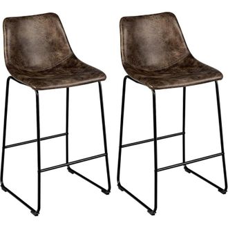 Costway 2 er Set Barhocker, Barstuhl aus Holz mit R&uuml;cklehne, Tresenhocker mit Metallbeinen & Fu&szlig;st&uuml;tze Sitzh&ouml;he 75 cm, K&uuml;chenstuhl Bistrohocker f&uuml;r K&uuml;che