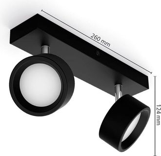 Philips Spot Bracia 2x5.5W, blanc chaud 2700K, Noir - Philips