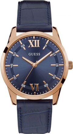 Guess Theo Lederarmbanduhr - - Accessories - Herren - Blau - ONE SIZE