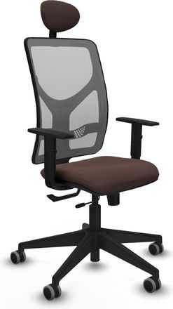 Piqueras y Crespo B&uuml;rostuhl, Kopfst&uuml;tze mit 1D-Armen, h&ouml;henverstellbare Lendenwirbelst&uuml;tze und festes Kopfteil, ausgestattet mit Syncro/Traslack und Schneideschaum, Gra