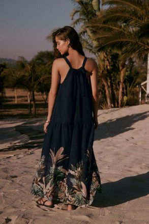 Next Strandkleid Maxikleid mit tropischem Blattmuster (1-tlg)