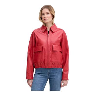 Trussardi Femme, Vestes, Rouge, Taille: 38 FR Blouson en cuir sans m&eacute;tal