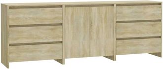 vidaXL 3-tlg. Sideboard Sonoma-Eiche Holzwerkstoff Vidaxl