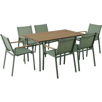 Oviala Ensemble table de jardin ovale 150x90 cm et 6 chaises vert