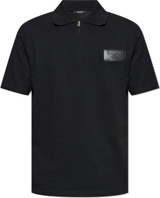 Balmain Baumwoll-Polo mit Patch - - Tops - Herren - Schwarzk - S
