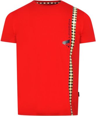 Aquascutum Vertikales Karo-Logo Rotes T-Shirt