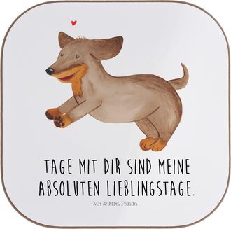 Mr. & Mrs. Panda Untersetzer f&uuml;r Gl&auml;ser Hund Dackel - Geschenk, Coaster, Spr&uuml;che, gl&auml;seruntersetzer, Tassen, Hunde, Herz, Tischuntersetzer, Glas, Fr&ouml;hlich