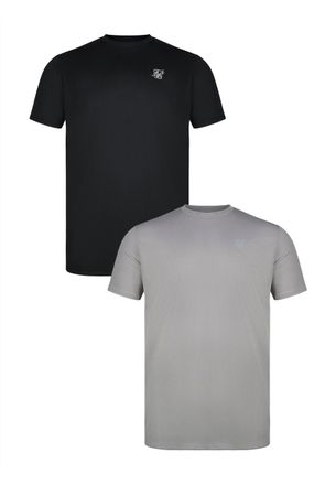 Siksilk Herren Schwarz, Grau Pack mit 2 Muscle-Fit T-Shirts XXL