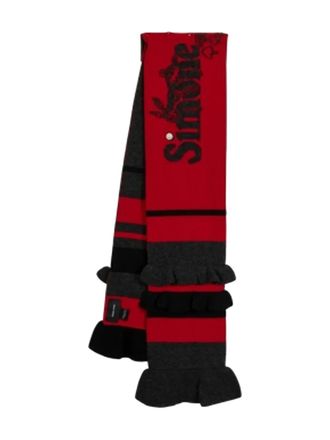 Simone Rocha écharpe rayée Daisy à volants - Gris