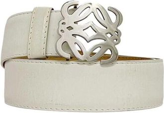 Loewe unisex, Pre-owned, Blanc, Taille: ONE Size Ceinture en cuir Pre-owned