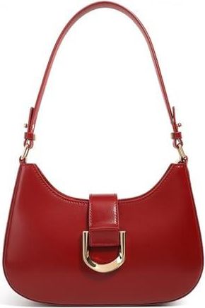 Generic Sac &agrave; bandouli&egrave;re en cuir v&eacute;ritable - Sac &agrave; main en forme de croissant pour femme - Sac &agrave; main r&eacute;tro &agrave; bandouli&egrave;re - Bandouli&egrave;re amovible, bordeaux, S