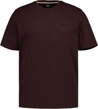 HUGO BOSS Herren T-Shirt braun Jersey-Baumwolle unifarben