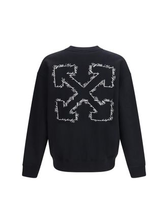 Off-white Mens Script Arrow Crewneck Sweatshirt Black Cotton Sweatshirts Sweater