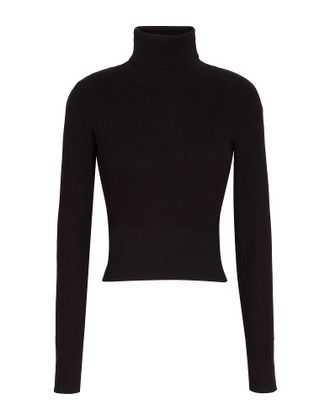 8 by YOOX RIBBED KNIT SLIM FIT CROPPED ROLL-NECK