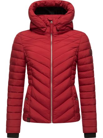 Marikoo Damen &Uuml;bergangsjacke leichte Steppjacke kurz mit abnehmbarer Kapuze Kagomee Dark Red Gr. S