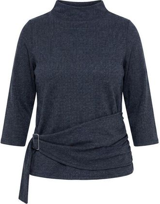 Ulla Popken T-Shirt Shirt Zierschnalle Rundhals Classic 3/4-Arm