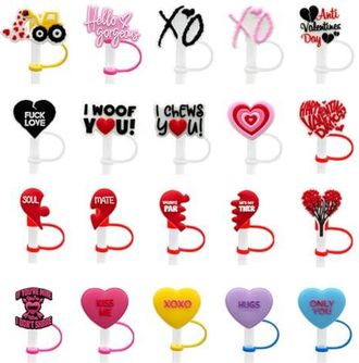 Generic Lot de 20 couvercles de paille en silicone r&eacute;utilisables - Embouts pour tasses, accessoires herm&eacute;tiques et anti-&eacute;claboussures, parfaits pour les f&ecirc;tes