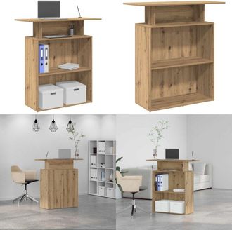vidaXL Bureau r&eacute;ception ch&ecirc;ne artisanal 100x40x104 cm bois ing&eacute;nierie - Comptoir de r&eacute;ception - Bureau artisanal