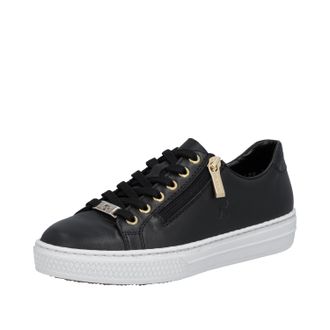 Rieker Sneaker RIEKER, Damen, Gr. 38, schwarz, Leder, unifarben, Schuhe Sneaker, mit Memosoft-Innensohle, Freizeitschuh, Halbschuh, Schn&uuml;rschuh, Topseller
