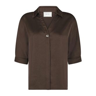 Neo Noir Chemise Carm en satin &eacute;pais - Femme - Blouses et Chemises - Brun - Taille: 46 FR