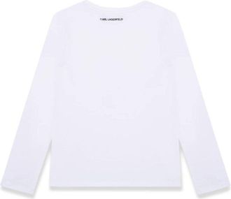 Karl Lagerfeld Cotton-Blend Crew Neck T-Shirt - White