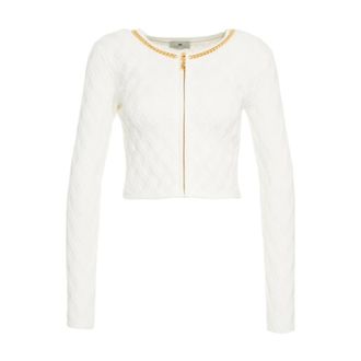 Elisabetta Franchi Wei&szlig;er Strick-Cardigan Aw25 - - Knitwear - Damen - Wei&szlig; - S