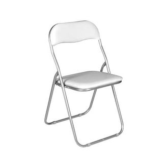 Dmora Sedia pieghevole Marbella, Sedia salvaspazio, Sedia per ospiti, Seduta per riunioni in simil Ecopelle, 43x47h80 cm, Bianco