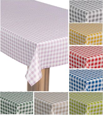 Laro Wachstuch-Tischdecke Wachstischdecke Gartentischdecke, Muster:Karo Kariert Lila Rosa, Größe:140x400