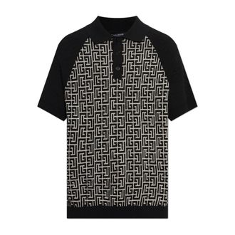 Balmain Monogram Polo - - Tops - Herren - Schwarzk - L