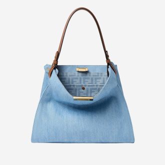 Fendi Womens Shoulder Bag Way Light Denim Cotton