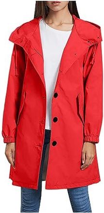 Generic Veste imperm&eacute;able l&eacute;g&egrave;re avec fermeture &eacute;clair pour la randonn&eacute;e, la marche, le cyclisme - Manteau de pluie coupe-vent et l&eacute;ger pour femme, Rouge 1, L