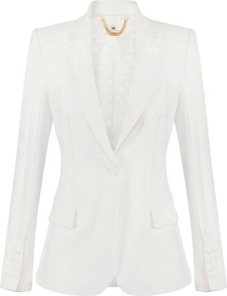 Elisabetta Franchi Femme, Vestes, Blanc, Taille: 42 FR Veste &agrave; bords francs