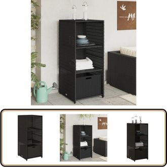 vidaXL Gartenschrank Schwarz 50x55x115 cm Poly Rattan - Outdoor-Schrank - Gartenschrank - Stauraum - Gartenorganisation - Rattan Gartenmöbel