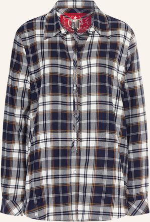 Grace Grace Flanellbluse Mit Schmuckstein blau