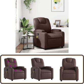 vidaXL Massagesessel Braun Kunstleder - Massage Stuhl - Relaxstuhl - TV-Sessel - Bequeme Lounge Chair - Lederlook Sessel
