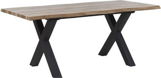 Beliani Esstisch Dunkelbraun MDF-Tischplatte Ausziehbar 140/180 x 90 cm mit Metallbeinen X-Form Modernes Design Küchentisch Ausziehtisch für 6 Personen