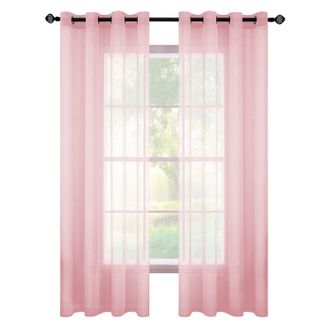 Miulee 2er Set Sheer Voile Vorhang mit Ösen Transparente Gardine aus Voile Polyester Ösenschal Transparent Wohnzimmer Luftig Dekoschal für Schlafzimmer 140 X