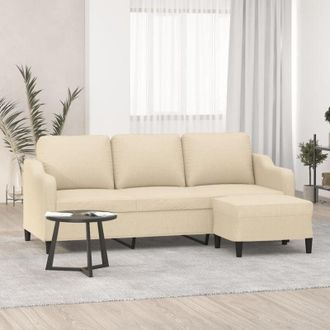 vidaXL vidaXL 3-Sitzer-Sofa mit Hocker Creme 180 cm Stoff