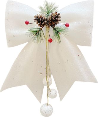 Generic Weihnachtsschleifen für Kränze, Pailletten-Kranzschleifen, Weihnachtsbaumspitze mit Glitzer und Tannenzapfen, Weihnachtsbaumschmuck-Schleifen für Weih